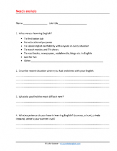 Шаблон для Needs analysis | ComfortEnglish Teaching